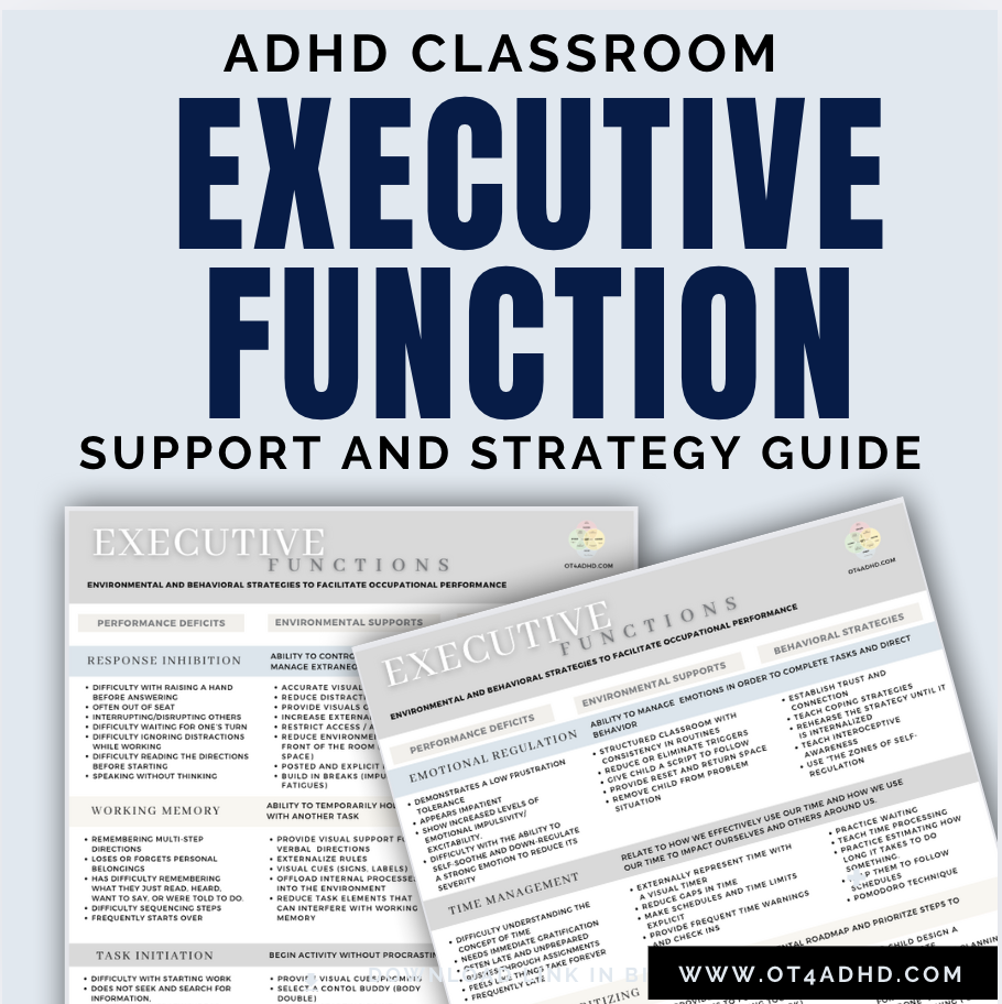 Quick Reference Guide for Executive Functions Environmental and Behavioral Support Strategies ...